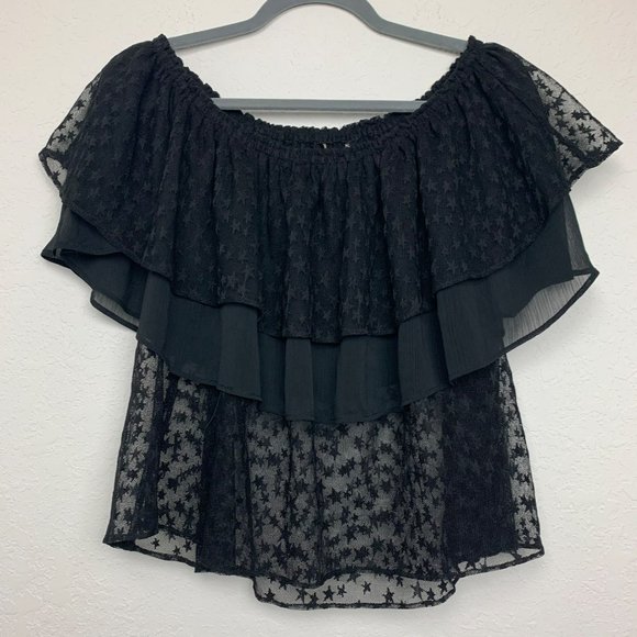 Zara | Tops | Zara Star Semi Sheer Off The Shoulder Top Xs | Poshmark